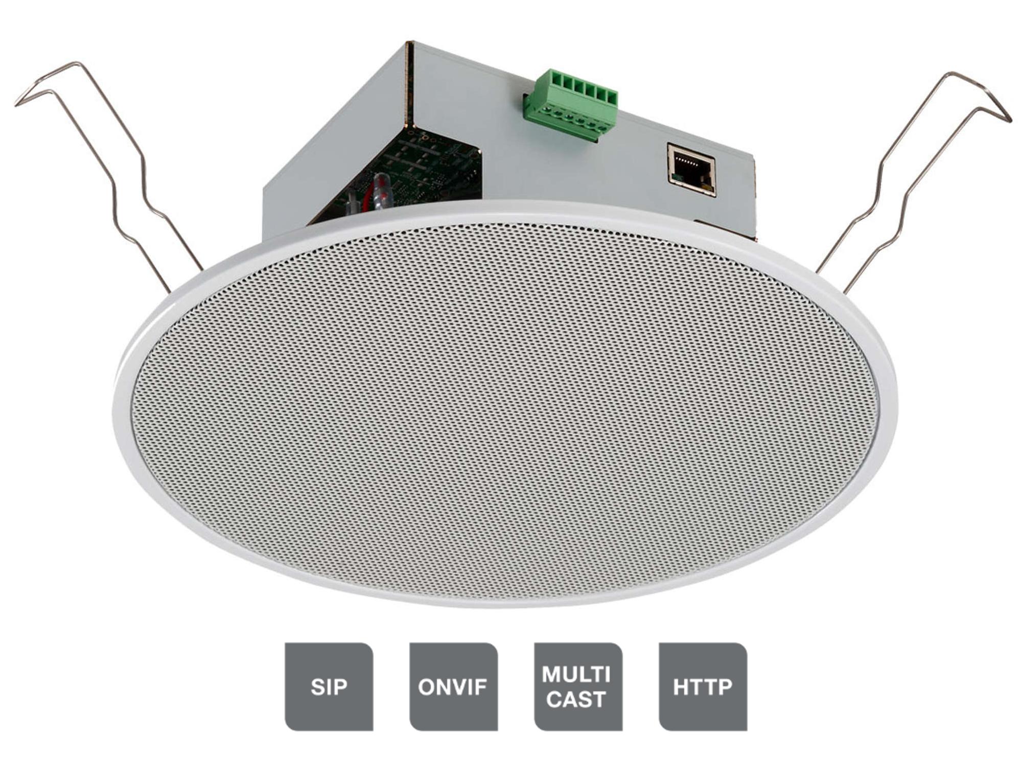Commercial Audio - TOA IP-A1PC238 AoIP Active Ceiling Speaker, 8W, PoE